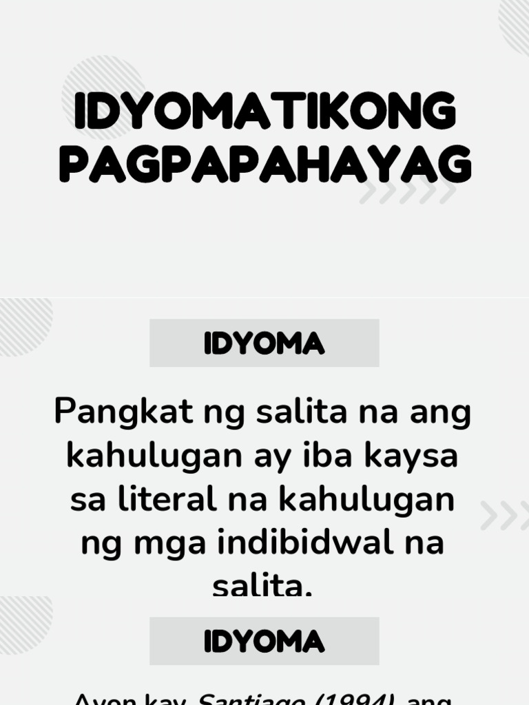 Idyomatikong Pagpapahayag | PDF