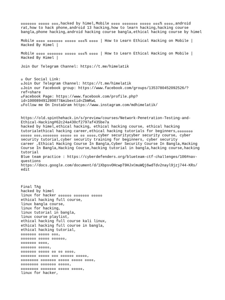 Learn Free Ethical Hacking PDF Module | PDF