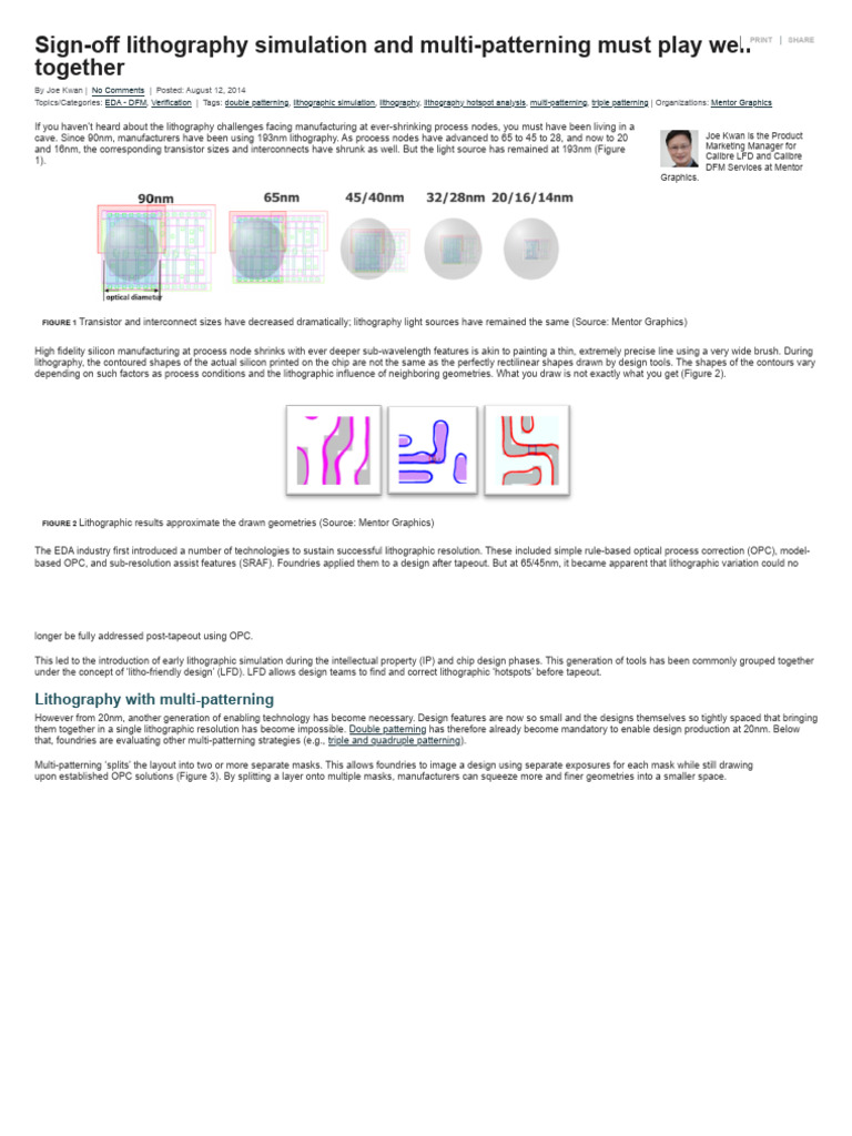Uniting Lithography Sign-Off Simulation and Multi-Patterning From 20nm | PDF