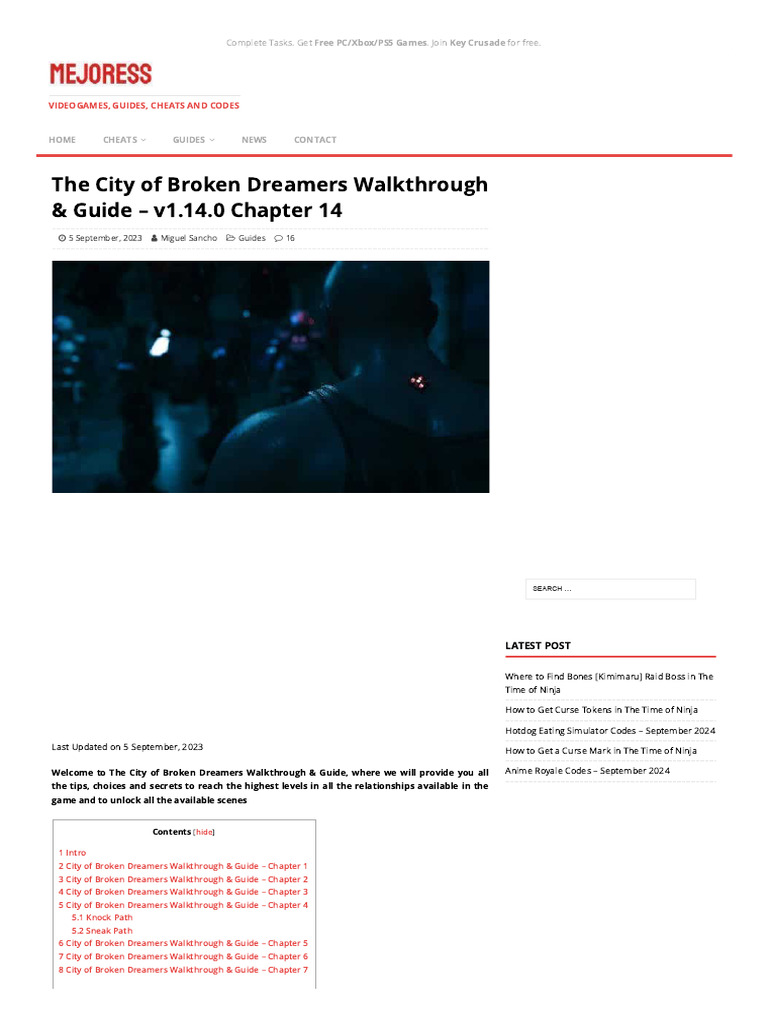 The City of Broken Dreamers Walkthrough & Guide - v1.14.0 Chapter 14 | PDF