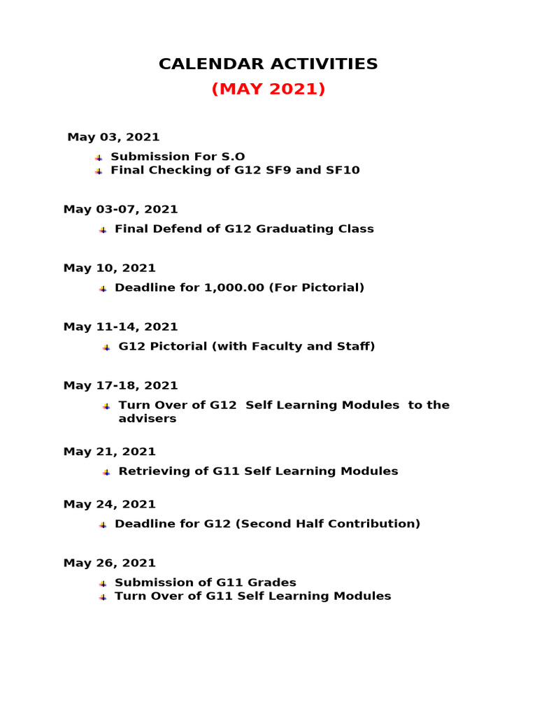 Calendar Activities | PDF