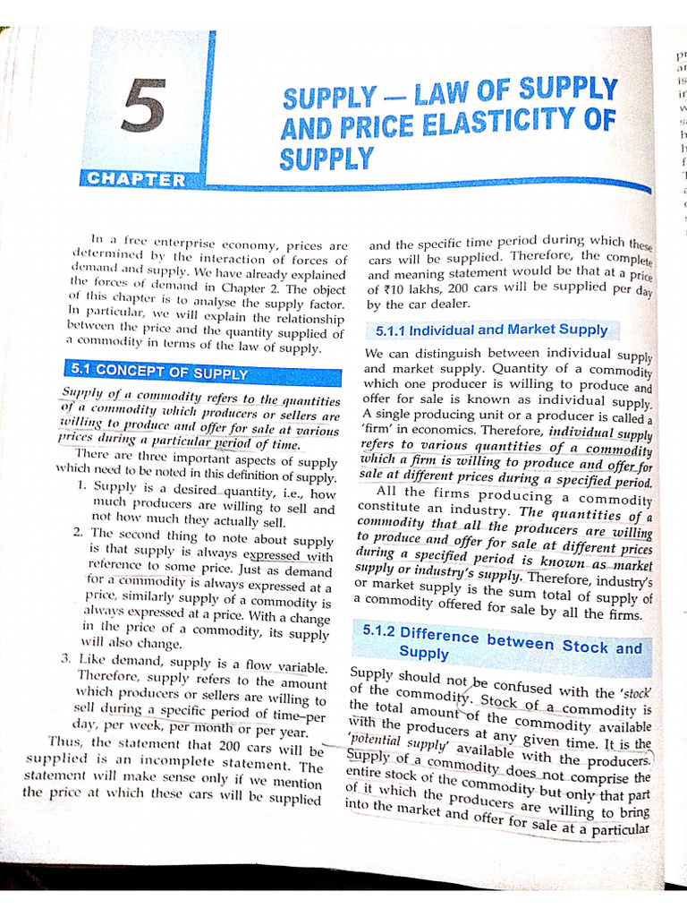 Ch5 - Supply - Law of Supply and Price Elasticity of Supply | PDF