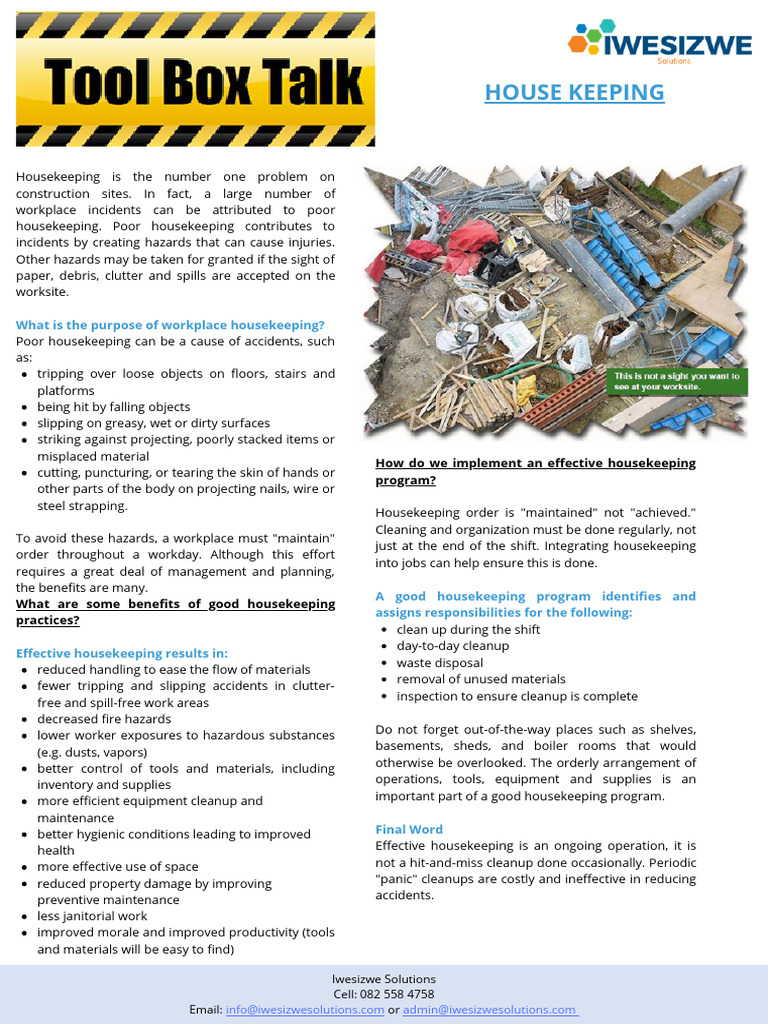 IWE - ToolBox 005 - House Keeping | PDF