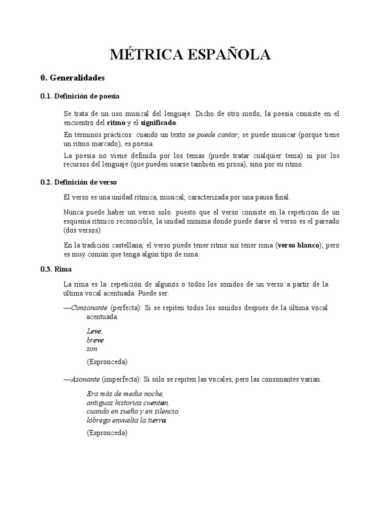 Métrica Española Y Figuras Literarias | PDF | Rima | Sonetos
