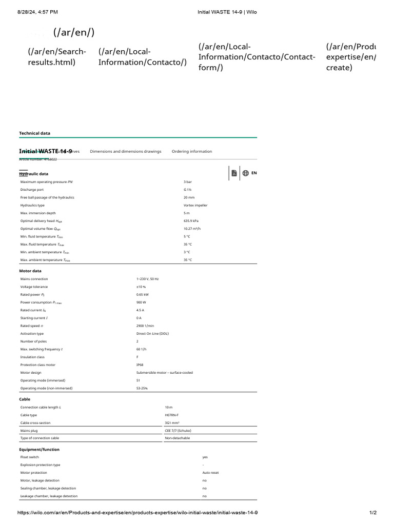Initial WASTE 14-9 - Wilo | PDF