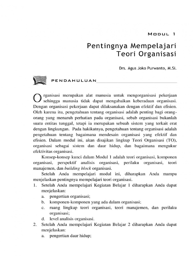 ADPU4341 Teori Organisasi-Modul 1 | PDF