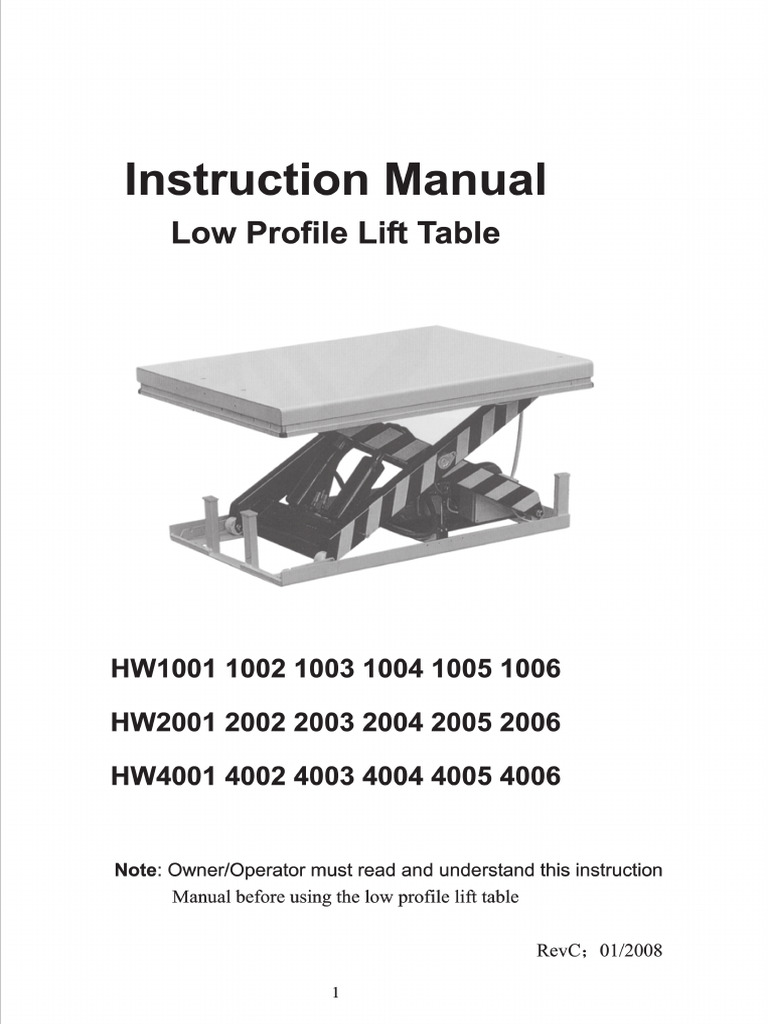 XH Electric Hydraulic Scissor Lift Table Instruction | PDF