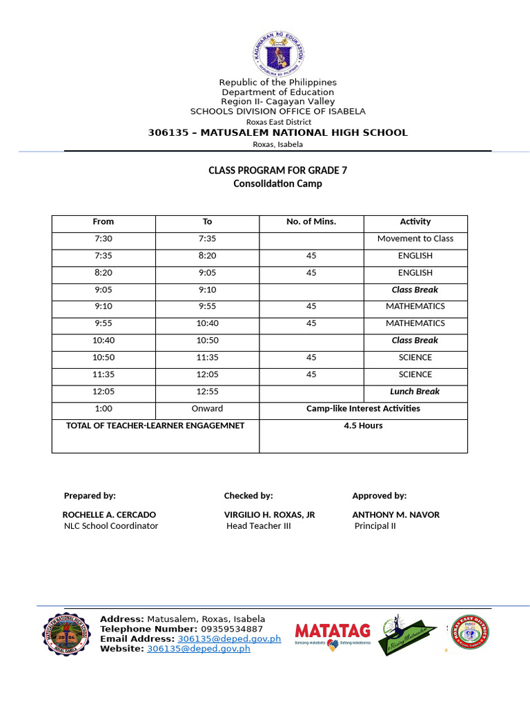 NLC Sched | PDF