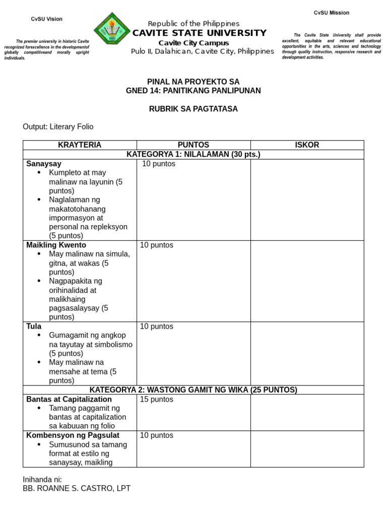 Rubric Literary Folio | PDF