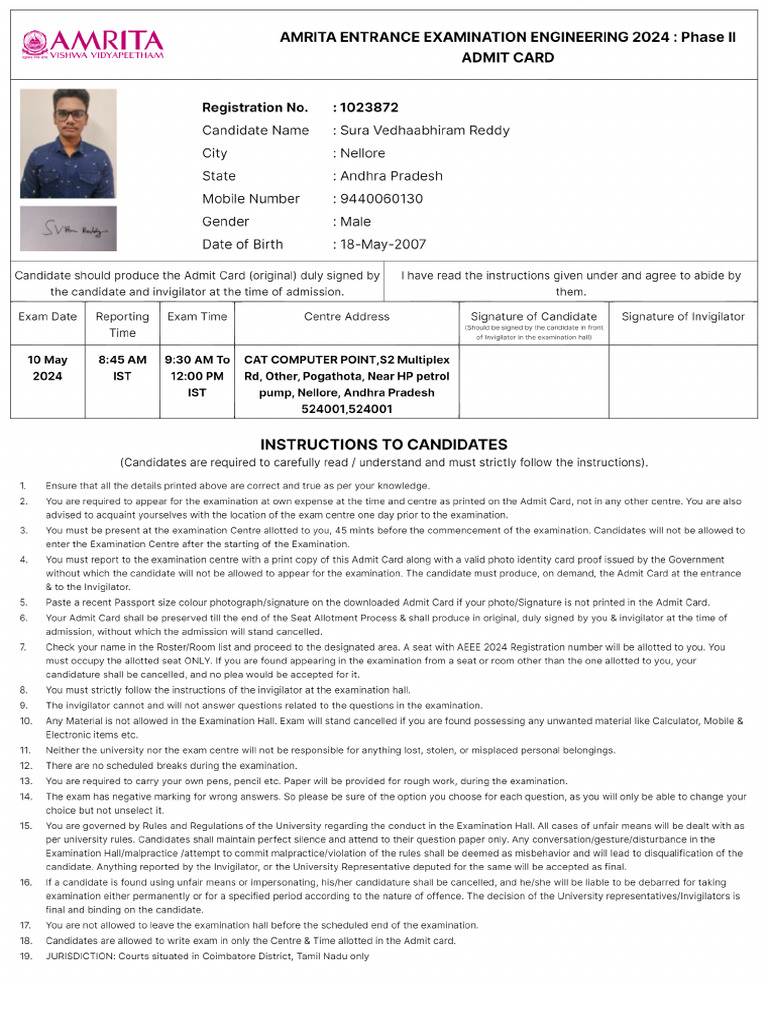 AdmitCard | PDF