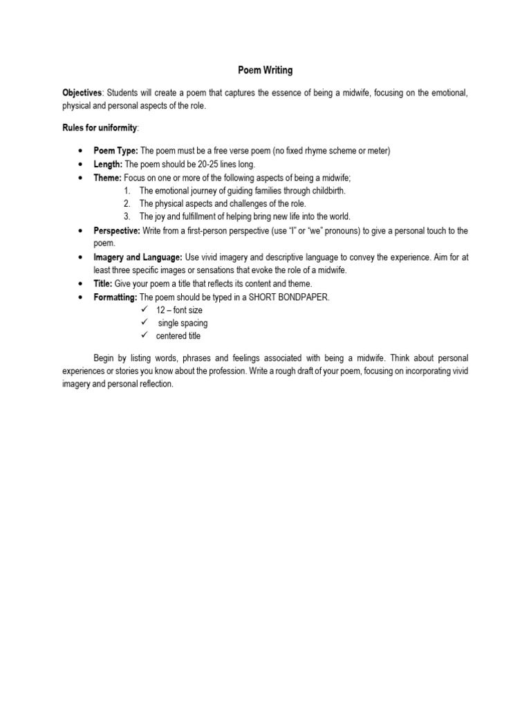 Poem Writing Activity | PDF | Poetry | Language Arts & Discipline