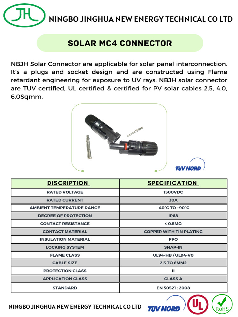 mc4 Solar Connector | PDF | Science & Mathematics