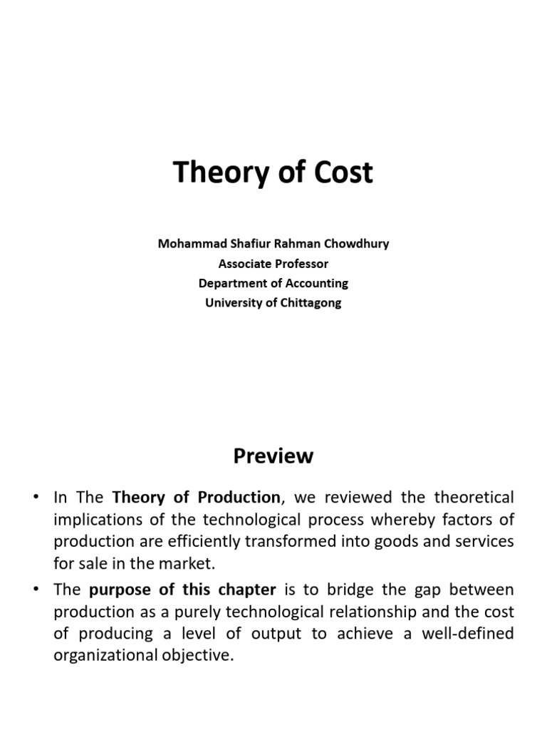 Theory of Cost | PDF