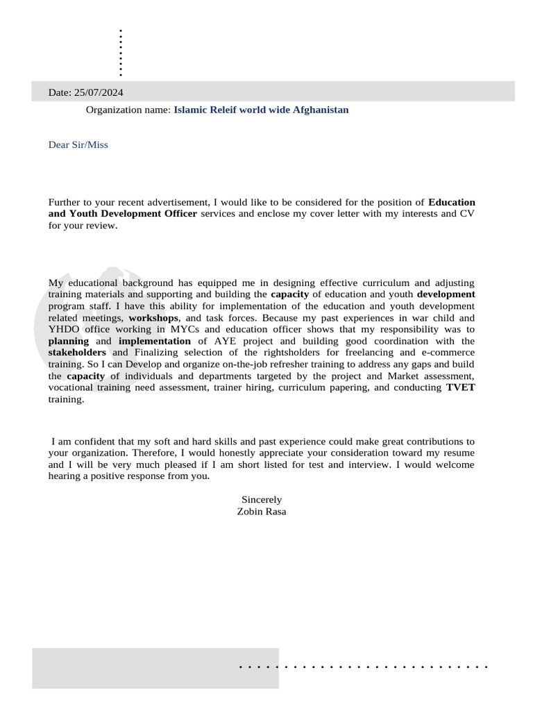 CV and Cover Letter 1 | PDF