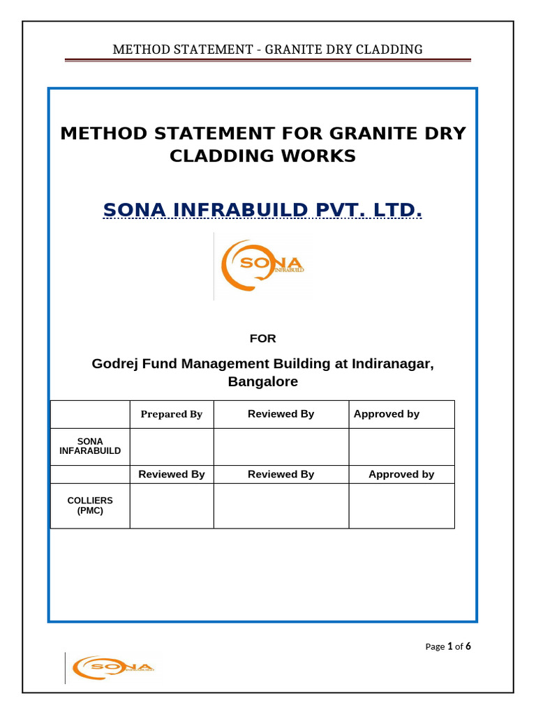 1.method Statement - MS & Granite Dry cladding-GFM | PDF