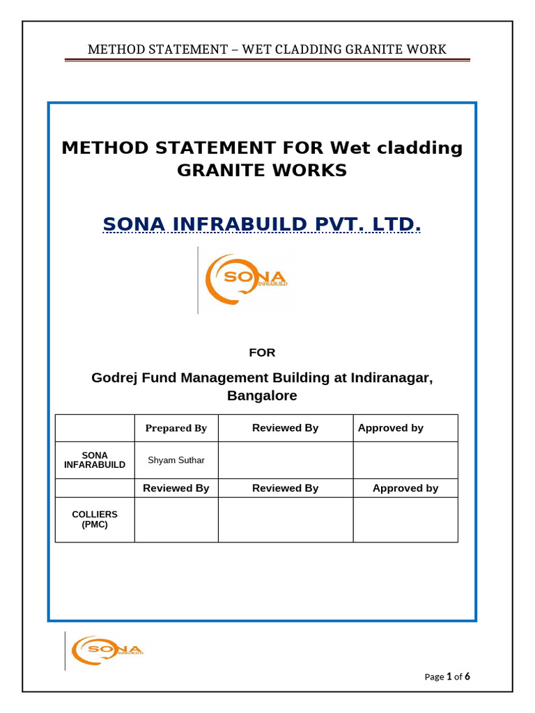2.method Statement - Granite - Wet Cladding | PDF