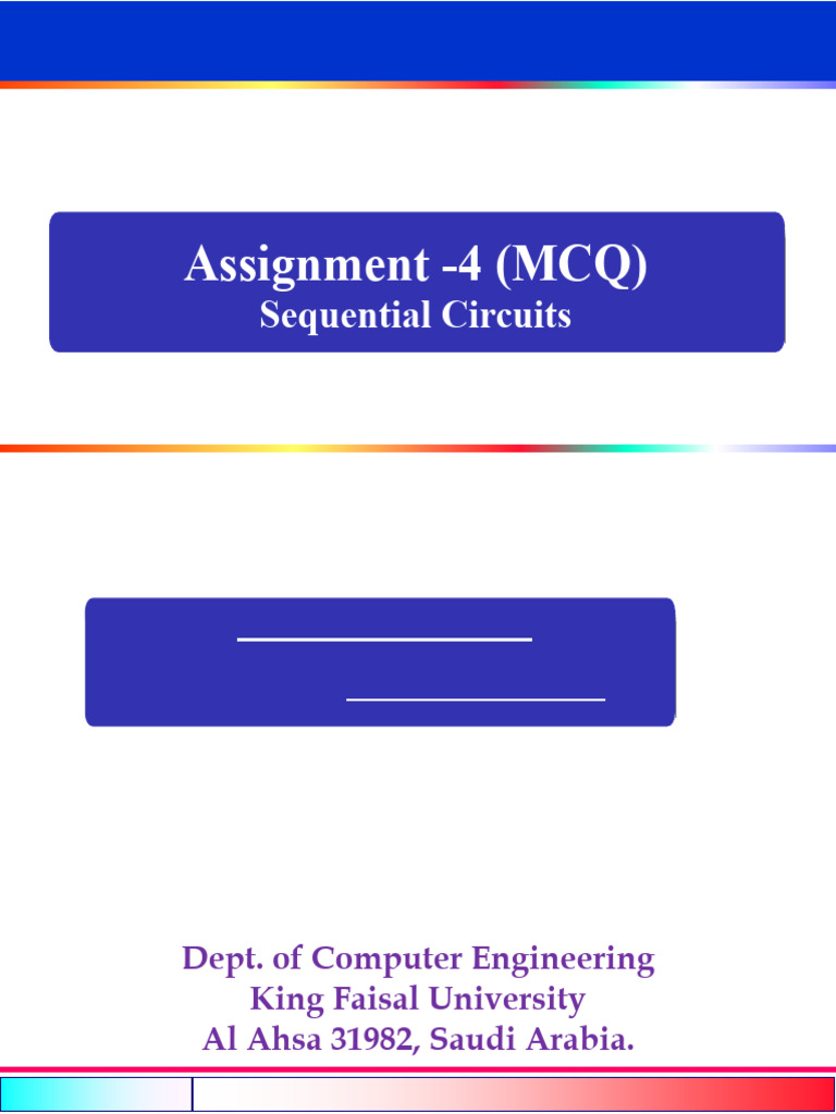 Assignment 4 (Sequential Circuits - MCQ Type Questions) | PDF