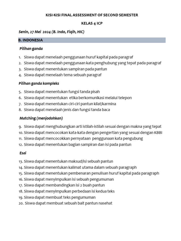 KISI2 PAT 4 ICP Complete | PDF