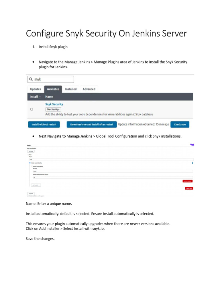 Configure Snyk Security On Jenkins Server | PDF