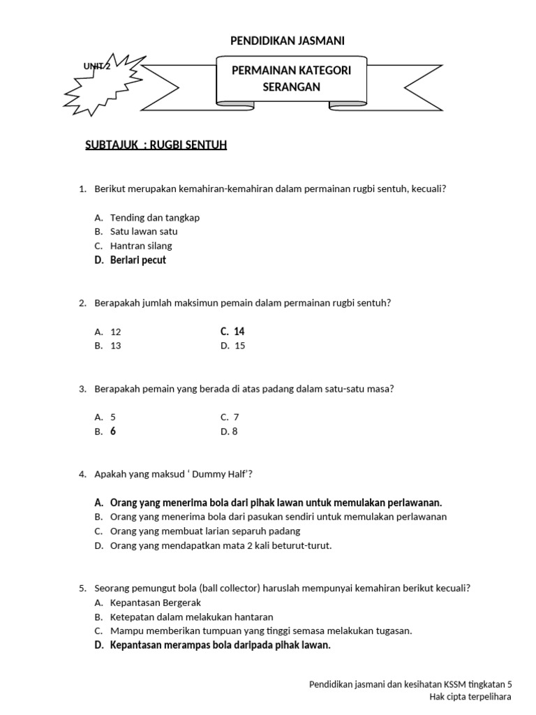 Ting 5. PJ Unit 2 Per Kategori Serangan | PDF