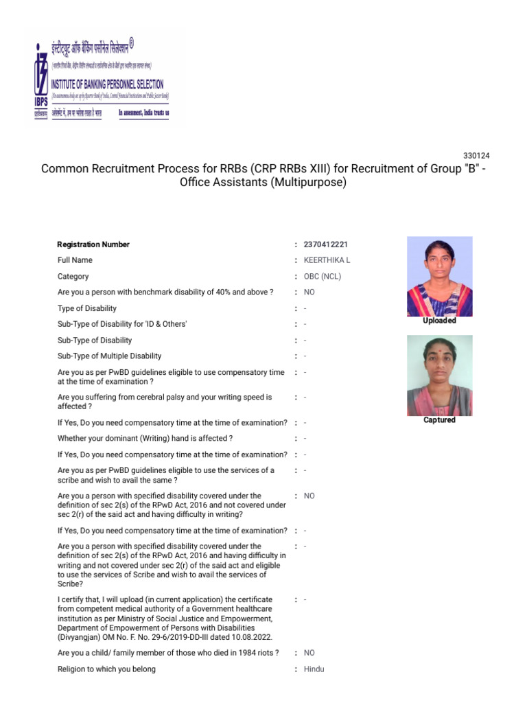 Common Recruitment Process For RRBs (CRP RRBs XIII) For Recruitment of ...