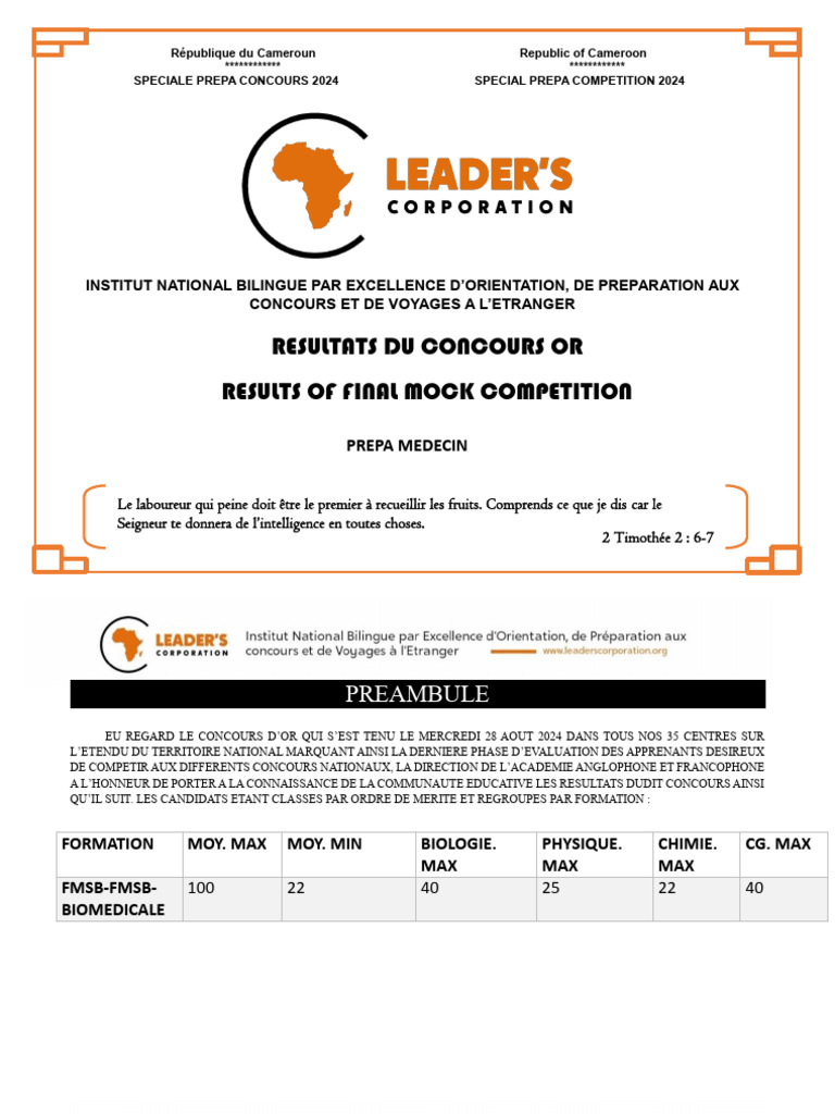 Resultats Concours or Med v2 | PDF