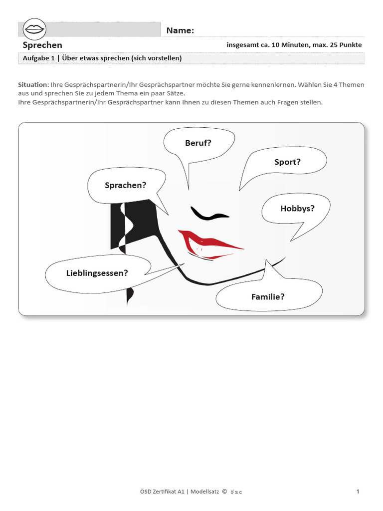 A1 Sprechen Modellsatz | PDF