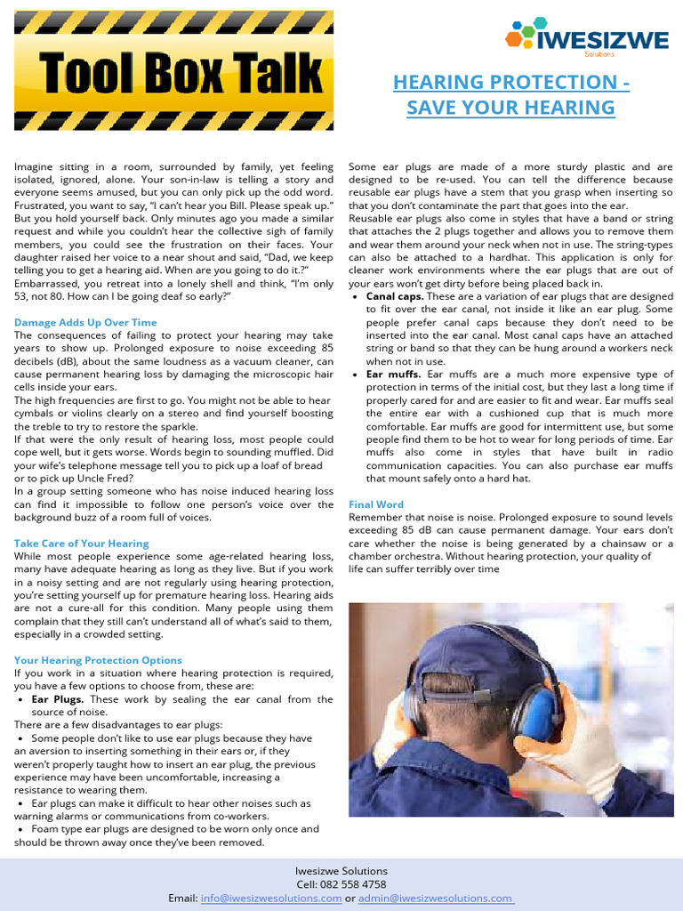 IWE_ToolBox 003_ Hearing Protection | PDF