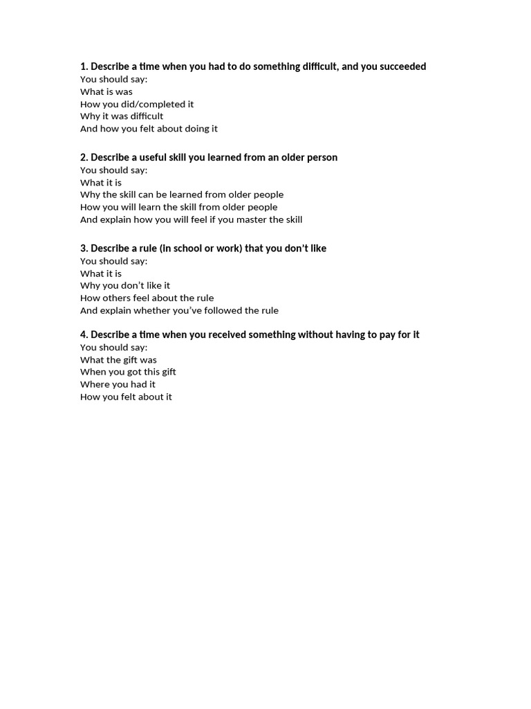 Speaking Final Part 2 | PDF