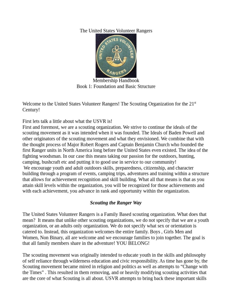 USVR-Handbook-B1a-2.odt Version 1 | PDF | Scouting | Self-Improvement