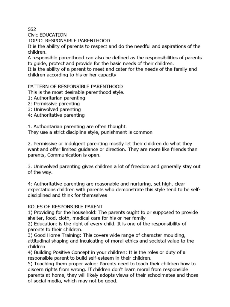 Responsible Parenthood | PDF