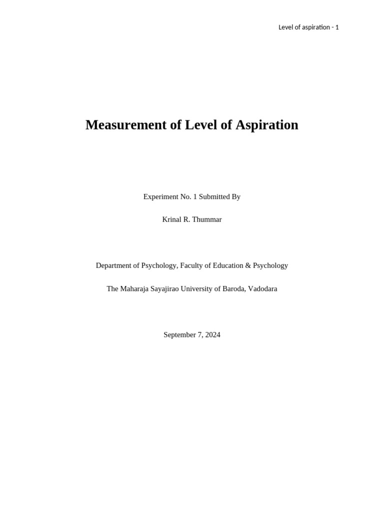 Exp 1-Level of Aspiration | PDF | Motivational | Motivation