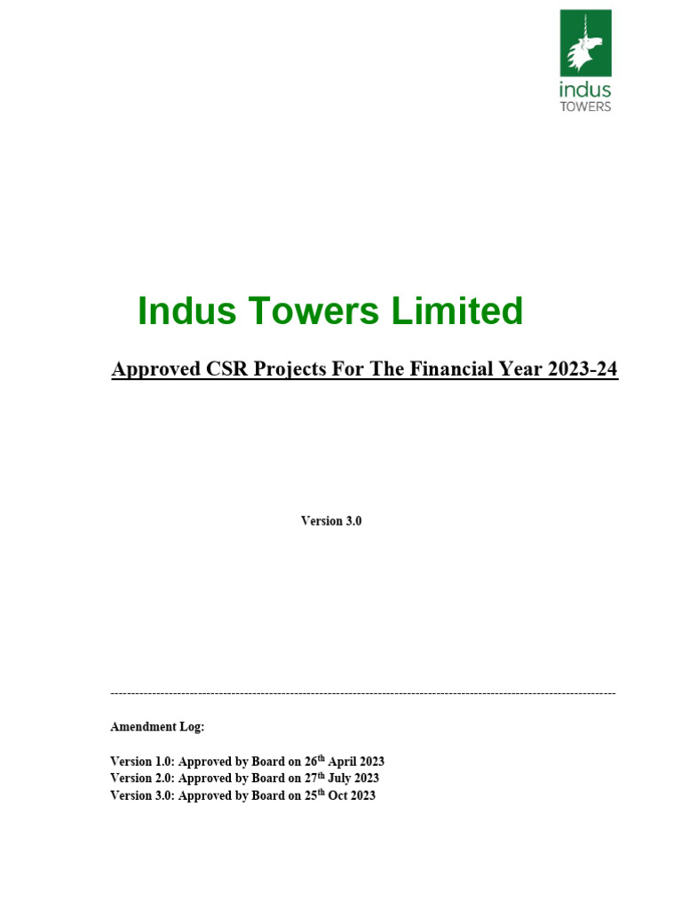 Annual Action Plan Approved CSR Projects - FY 23 24 Oct 23 | PDF