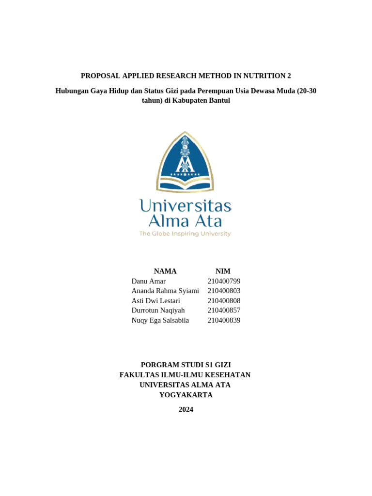 Proposal Applied Research Method in Nutrition 2 (1) 2 | PDF