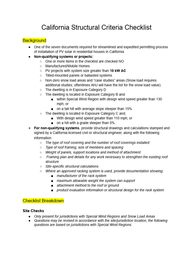 California Structural Criteria Checklist | PDF