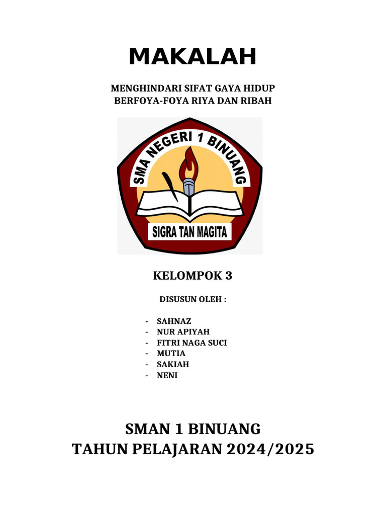 Makalah Bab 3 Menghindari Hidup Foya Foya | PDF