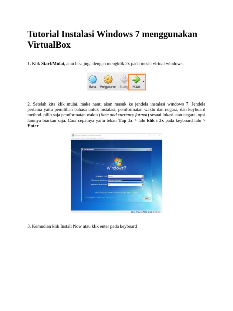 Tutorial Instalasi Windows 7 Menggunakan VirtualBox | PDF
