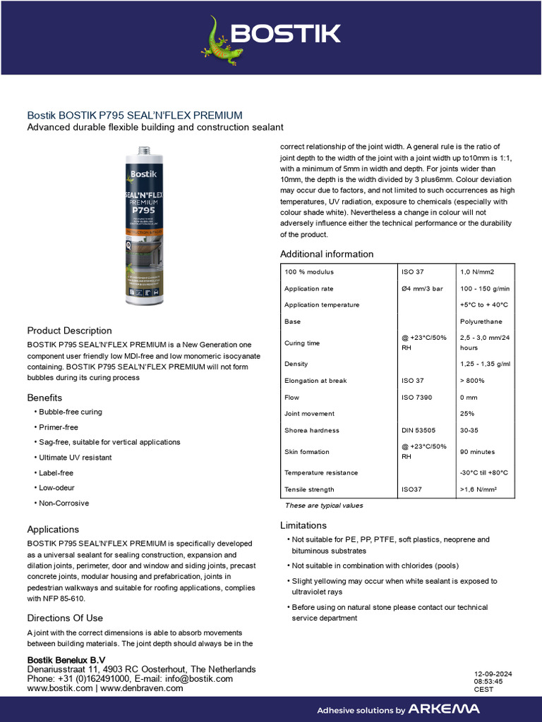 Bostik Bostik p795 Sealnflex Premium - en | PDF