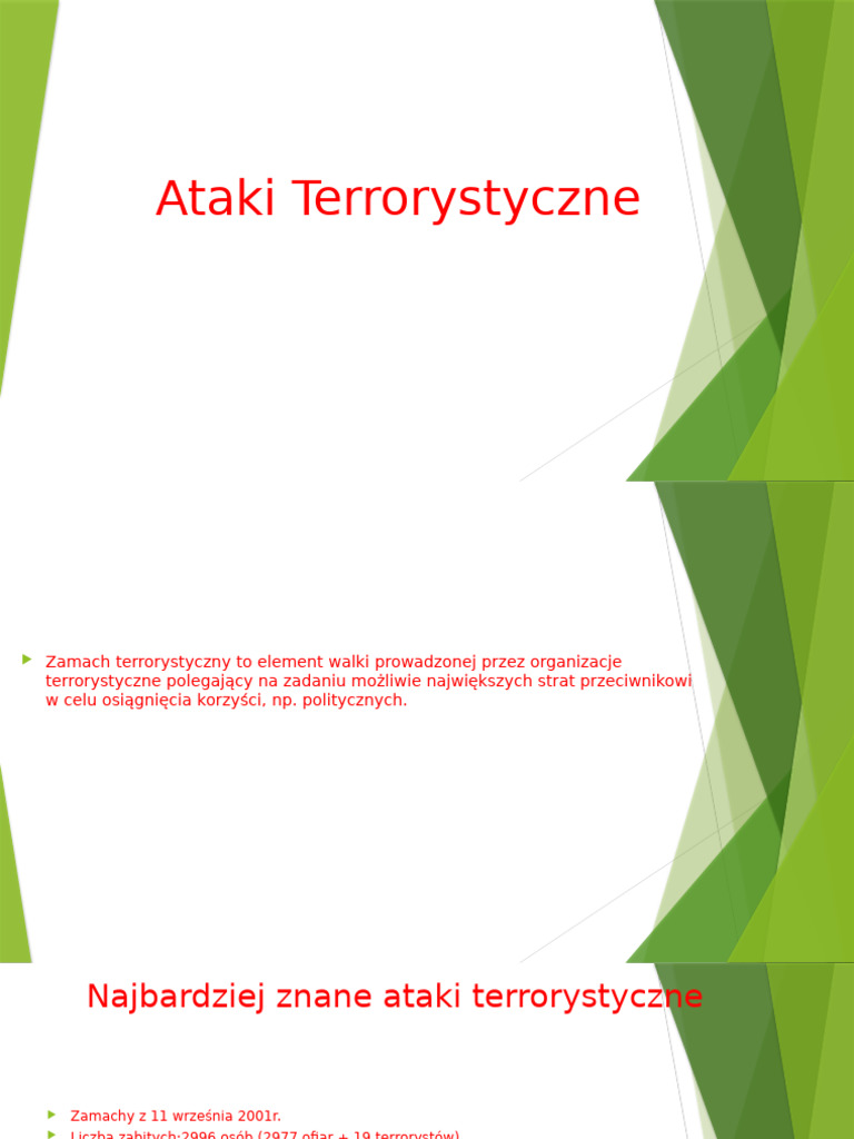 Prezentacja Ataki Terrorystyczne | PDF