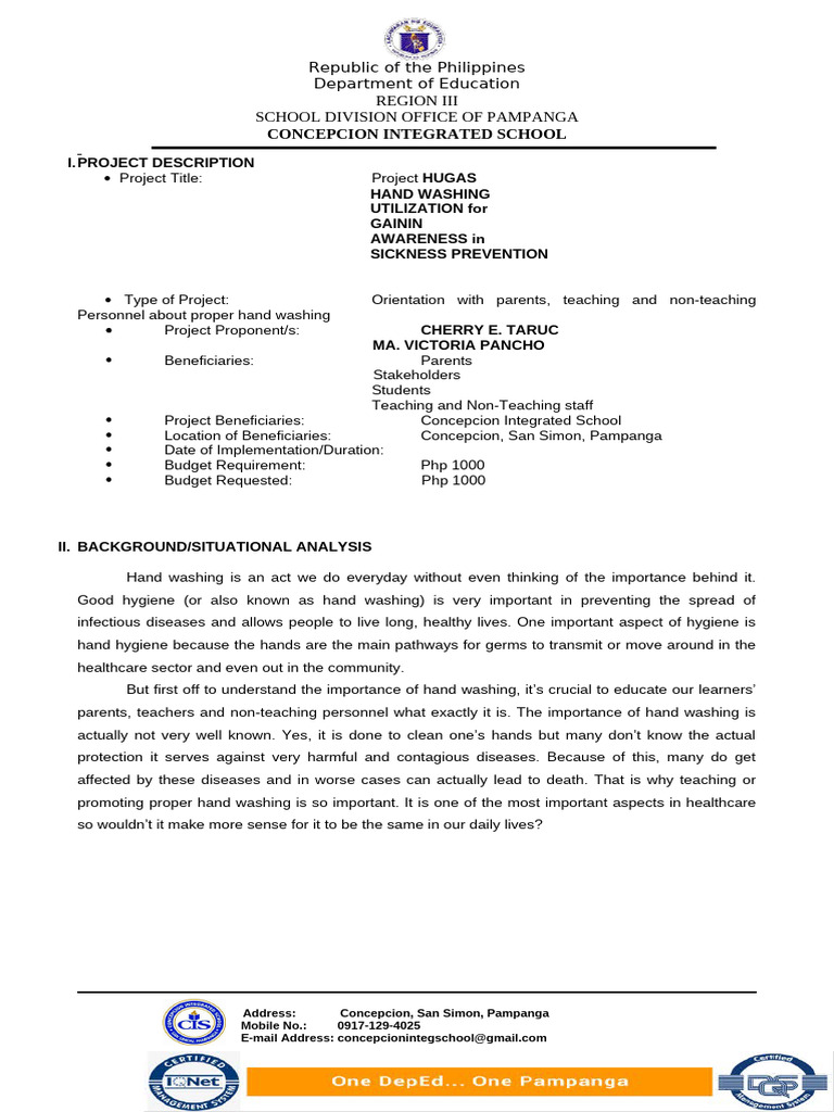 Project Hugas Project Proposal and Acr With Pictures Parents and ...