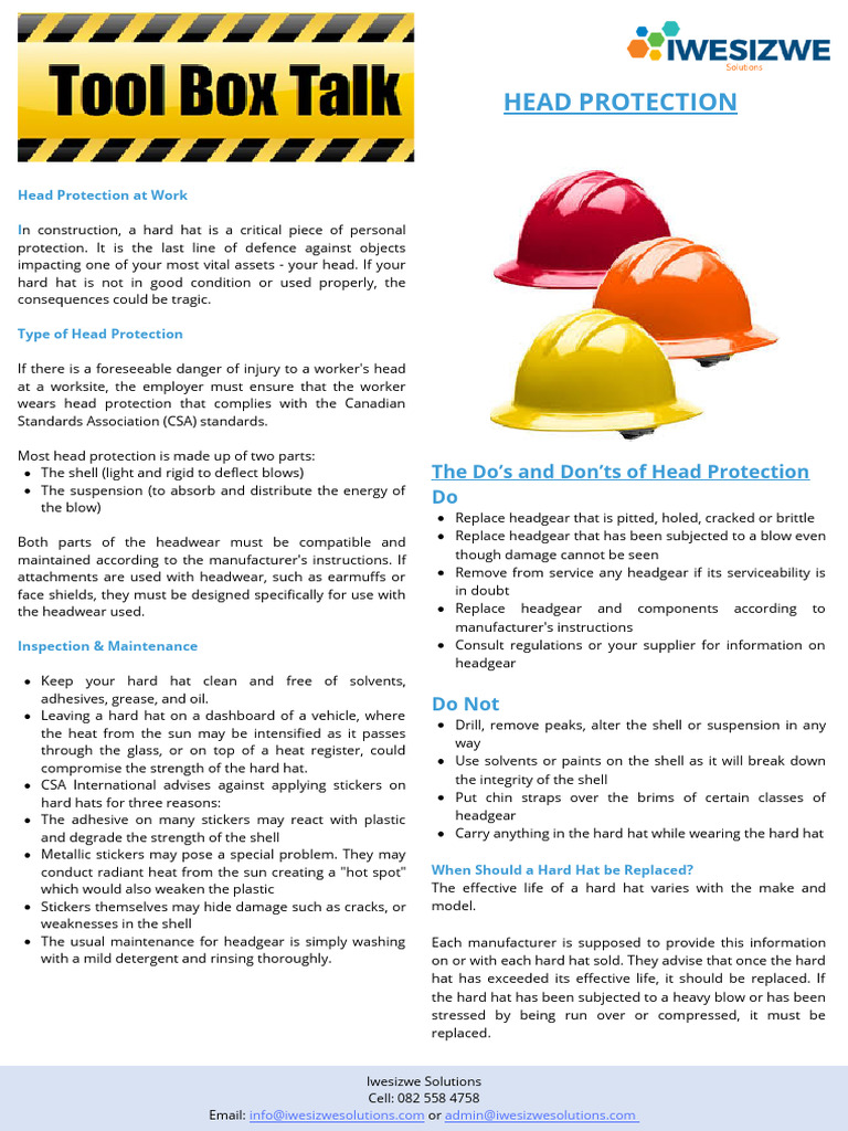 IWE - ToolBox 012 - Head Protection | PDF