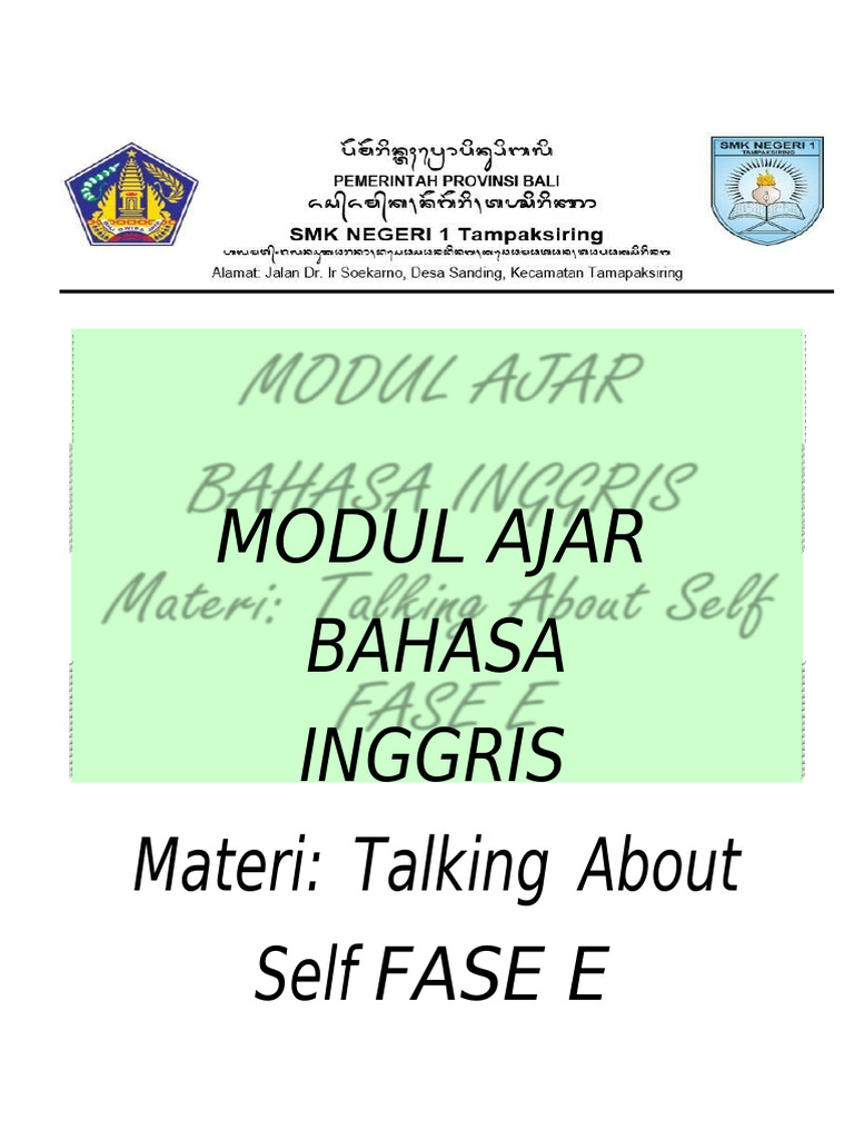 English Module: Talking About Self | PDF | Subject (Grammar) | Career & Growth