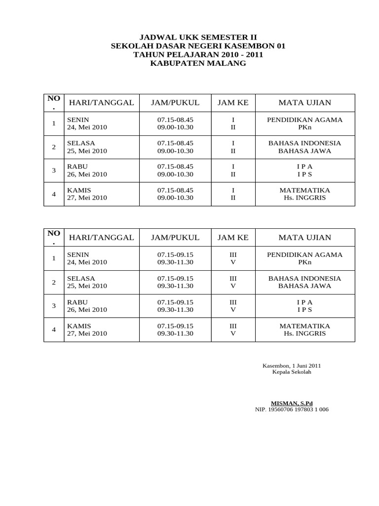 Jadwal Uts 2010 | PDF