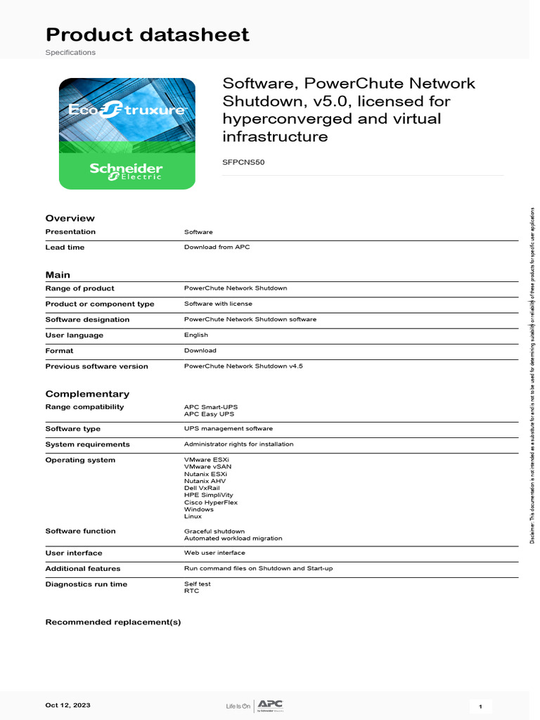 PowerChute Network Shutdown - SFPCNS50 | PDF
