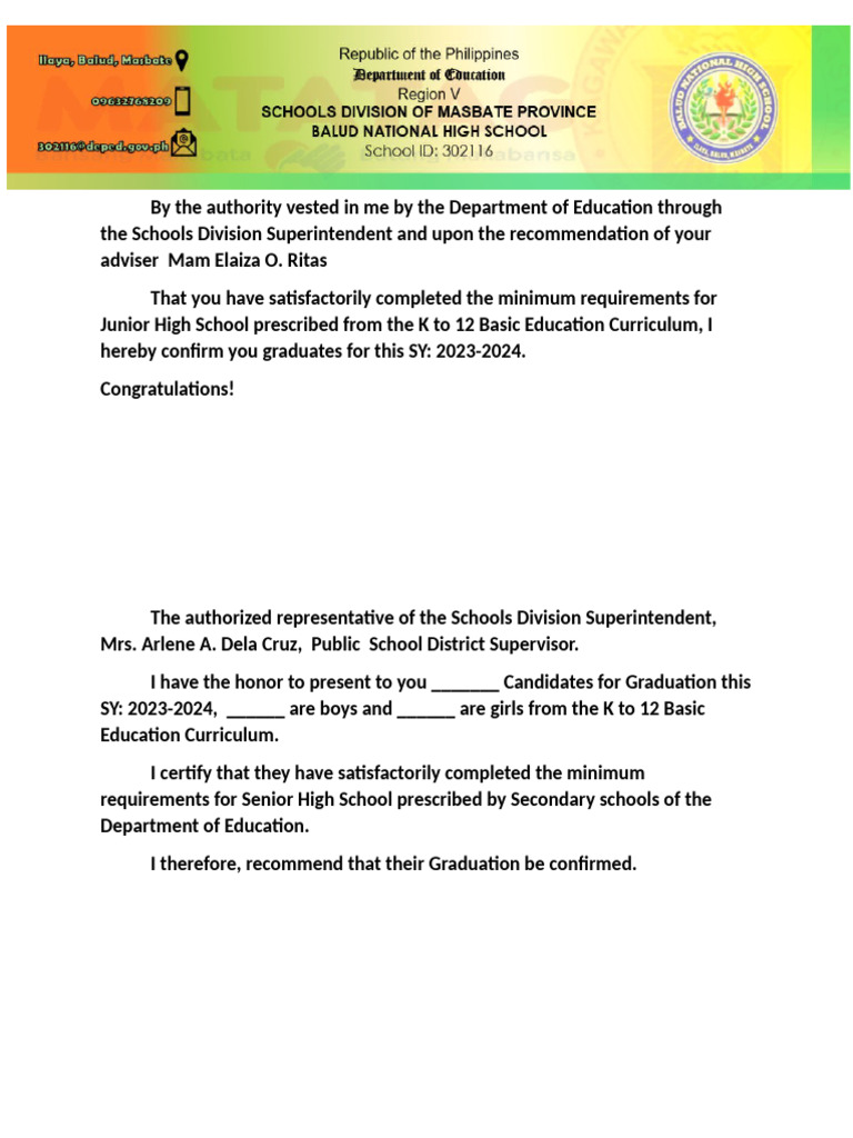 Graduation Messages | PDF