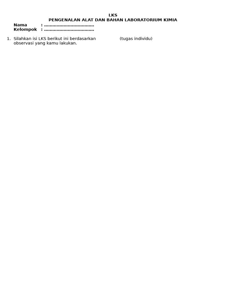 LKS Pengenalan Alat Dan Bahan Di Lab Kimia | PDF