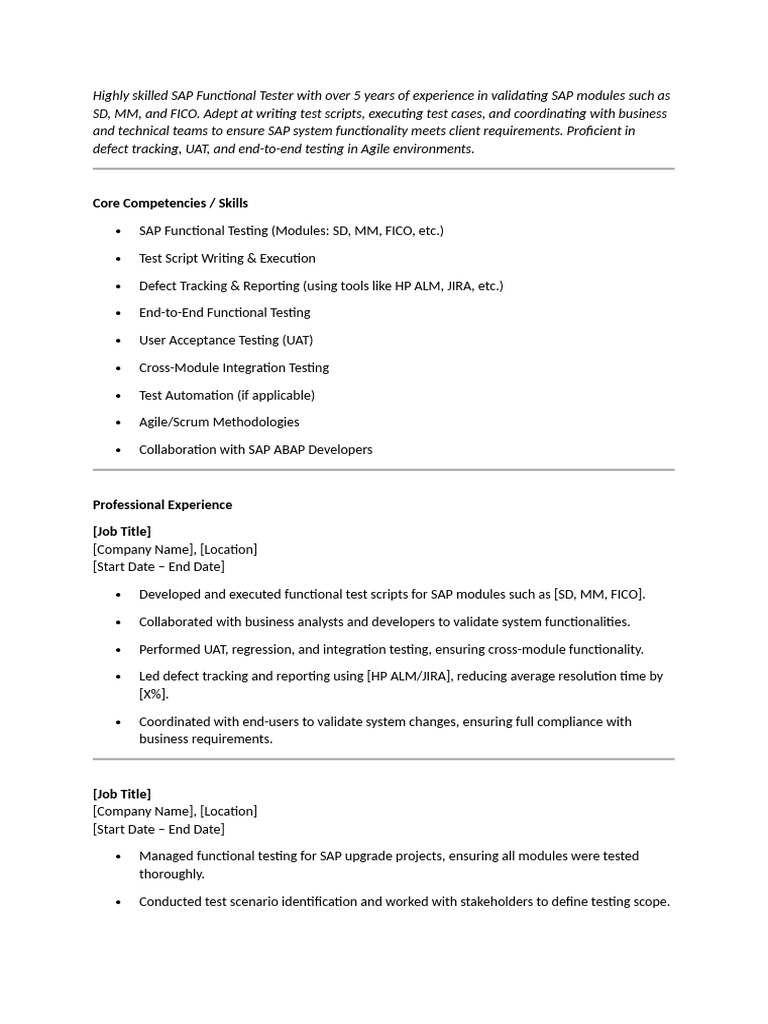 Resume Test Plan | PDF