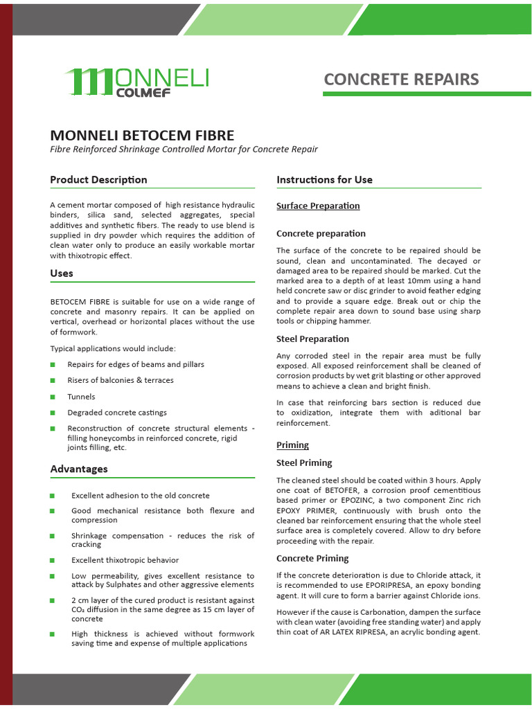 Betocem Fibre - Tds | PDF