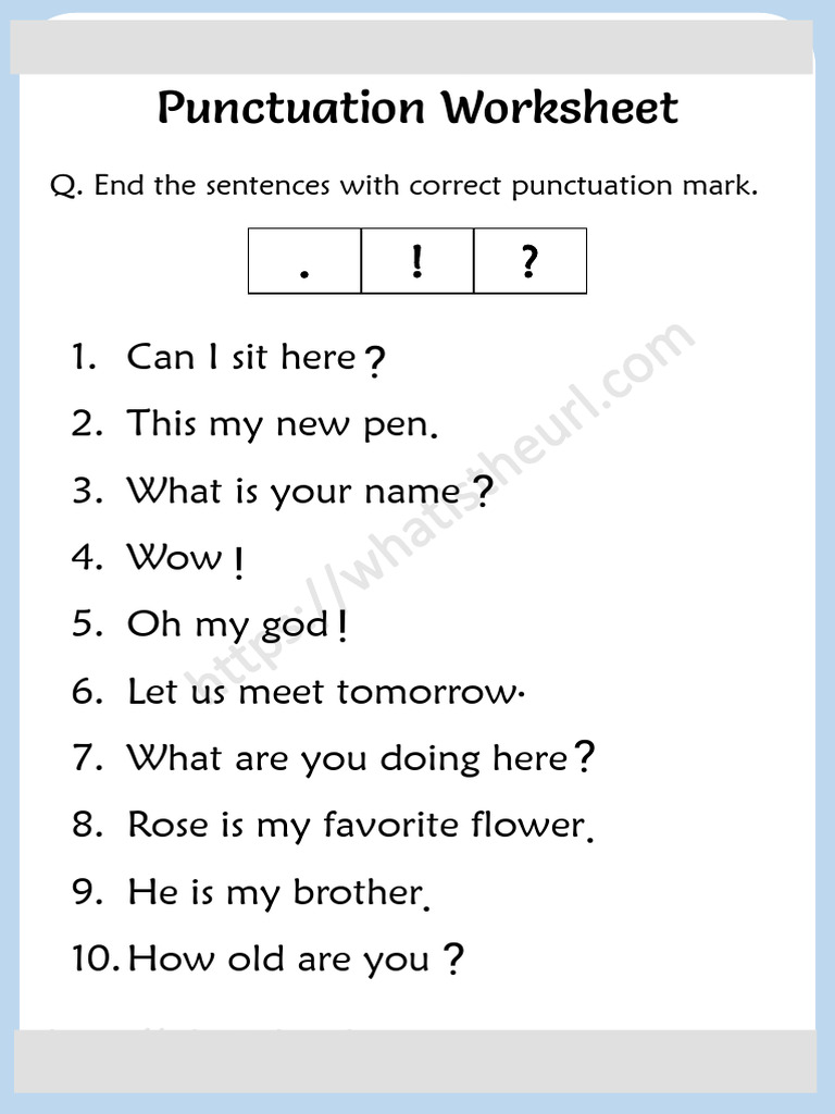 End Punctuation Worksheet 2152409 | Ending Punctuation Marks