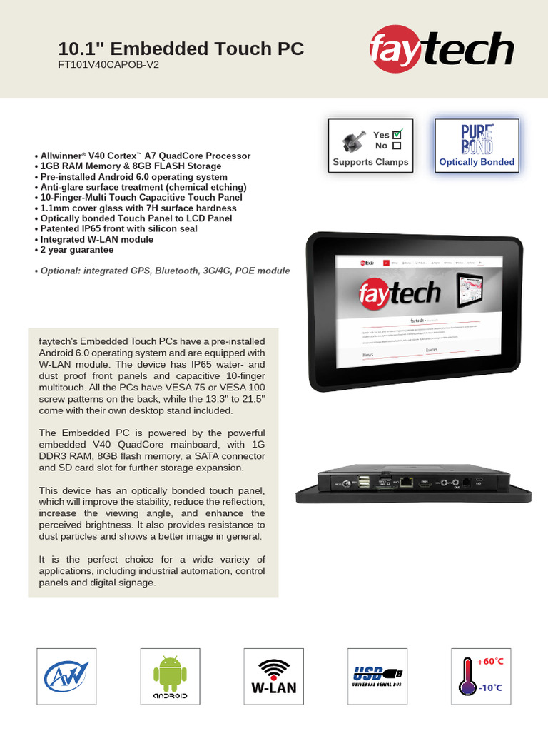 EN - FT101V40CAPOB-V2 (Faytech Display 10.1 Inch) | PDF